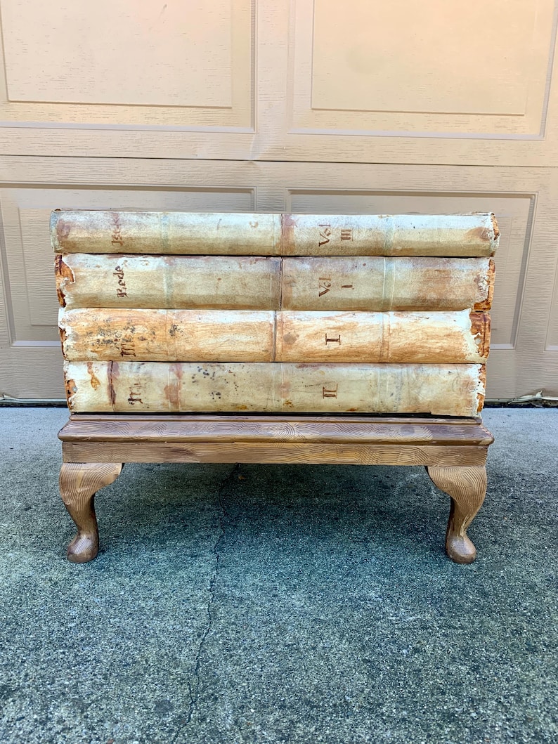 Vintage Trompe L'oeil Faux Stack of Books Side Table - Etsy