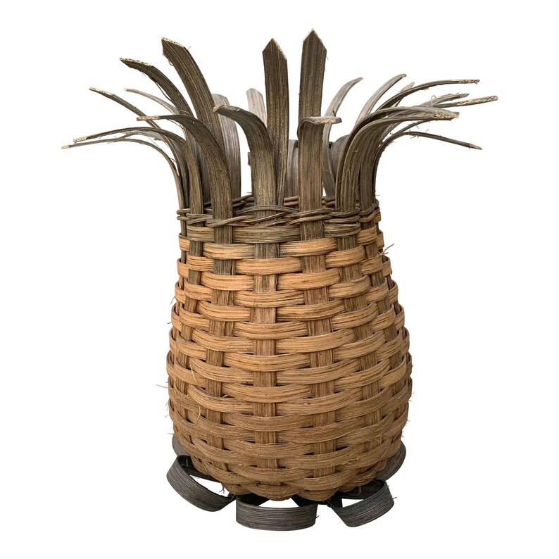 Vintage Pineapple Woven Wicker Vase Basket - Etsy