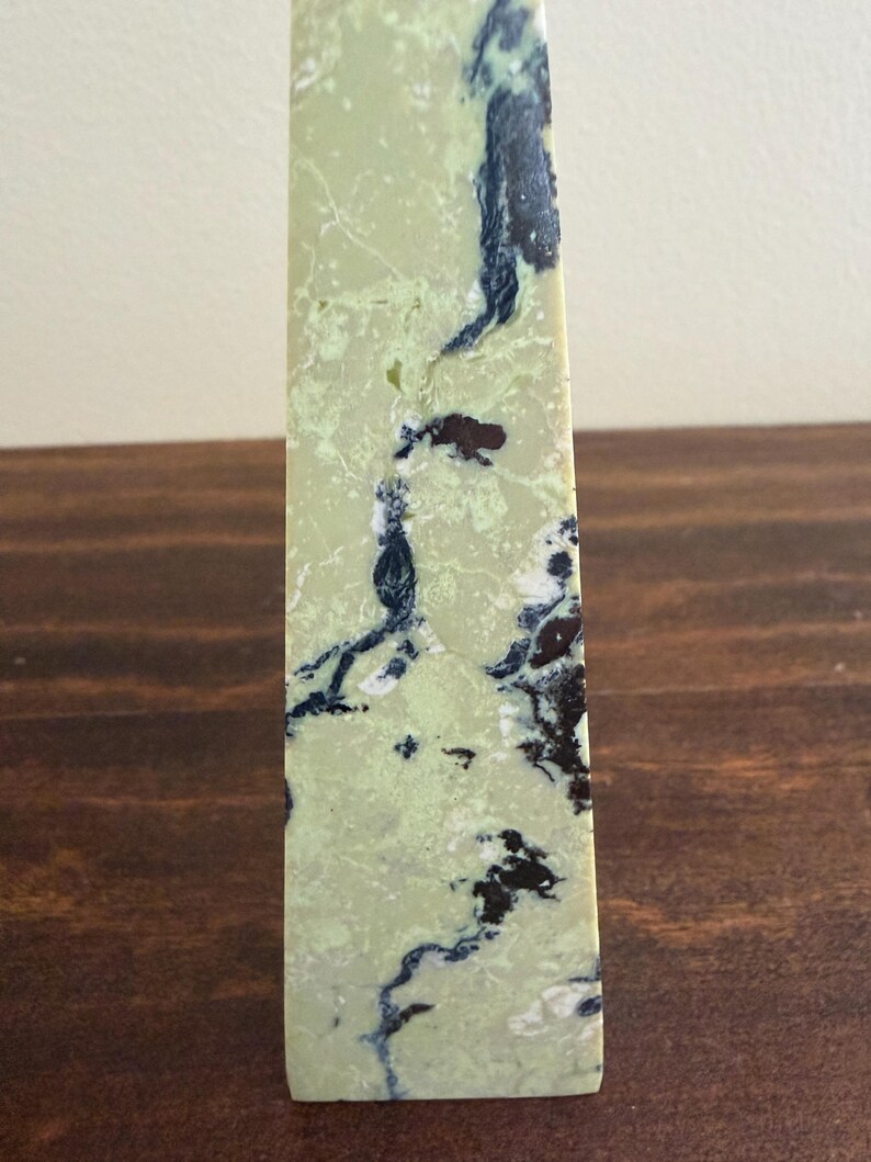 Vintage Marble Obelisk Sculpture, Yellow and Black Marble Pyramid Decor ...