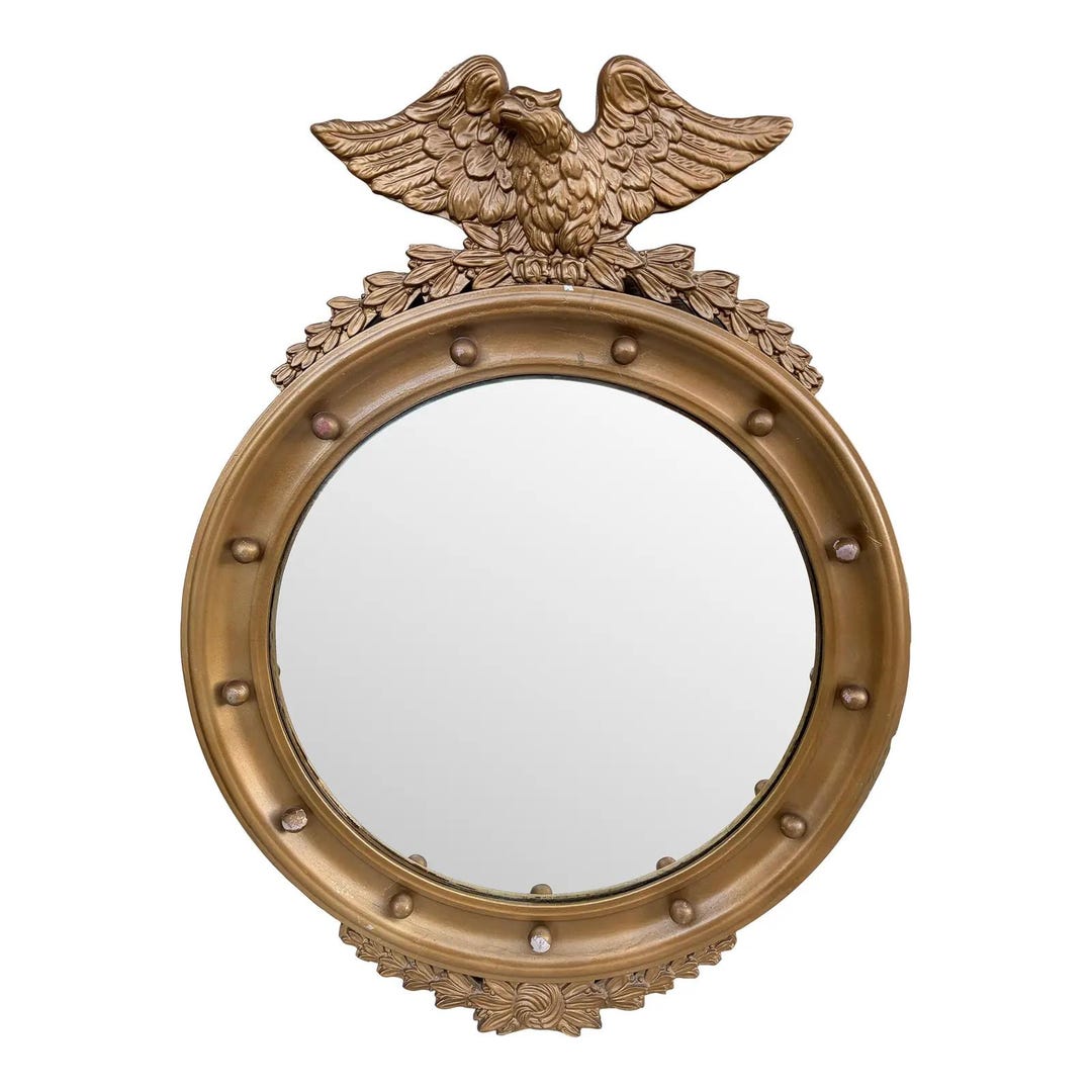 American Federal Giltwood Eagle Bullseye Convex Mirror - Etsy