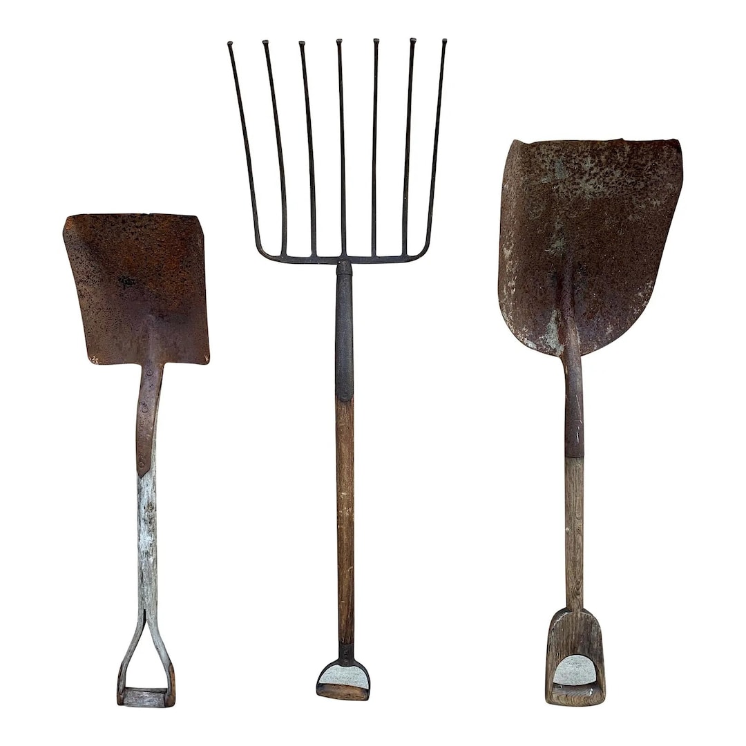 Early 20th Century Wooden and Iron Garden Tools, Set of Three - Etsy