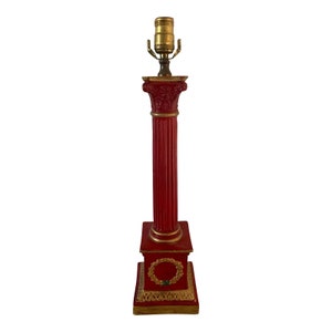 Neoclassical Red and Gold Corinthian Column Table Lamp - Etsy