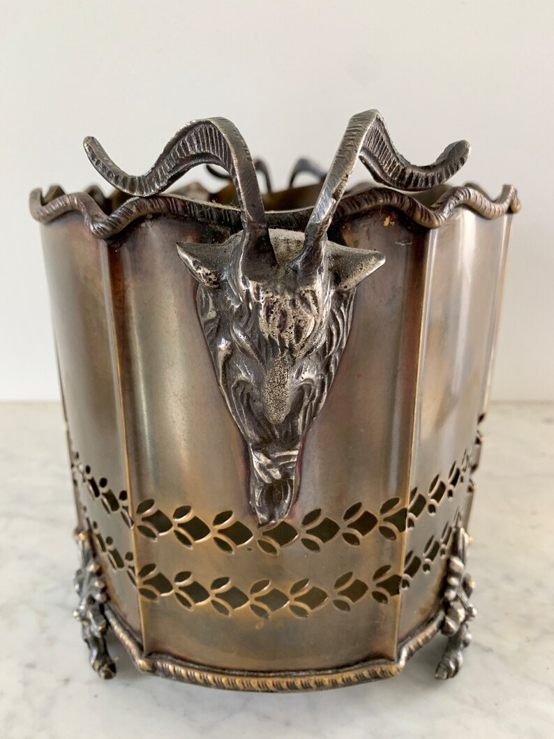 Neoclassical Brass Cachepot Planter With Ram's Heads - Etsy