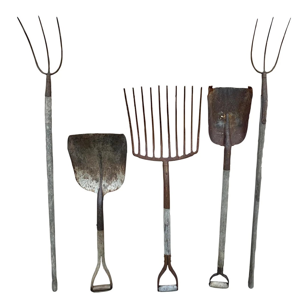 Early 20th Century Wooden and Iron Garden Tools, Set of Five - Etsy