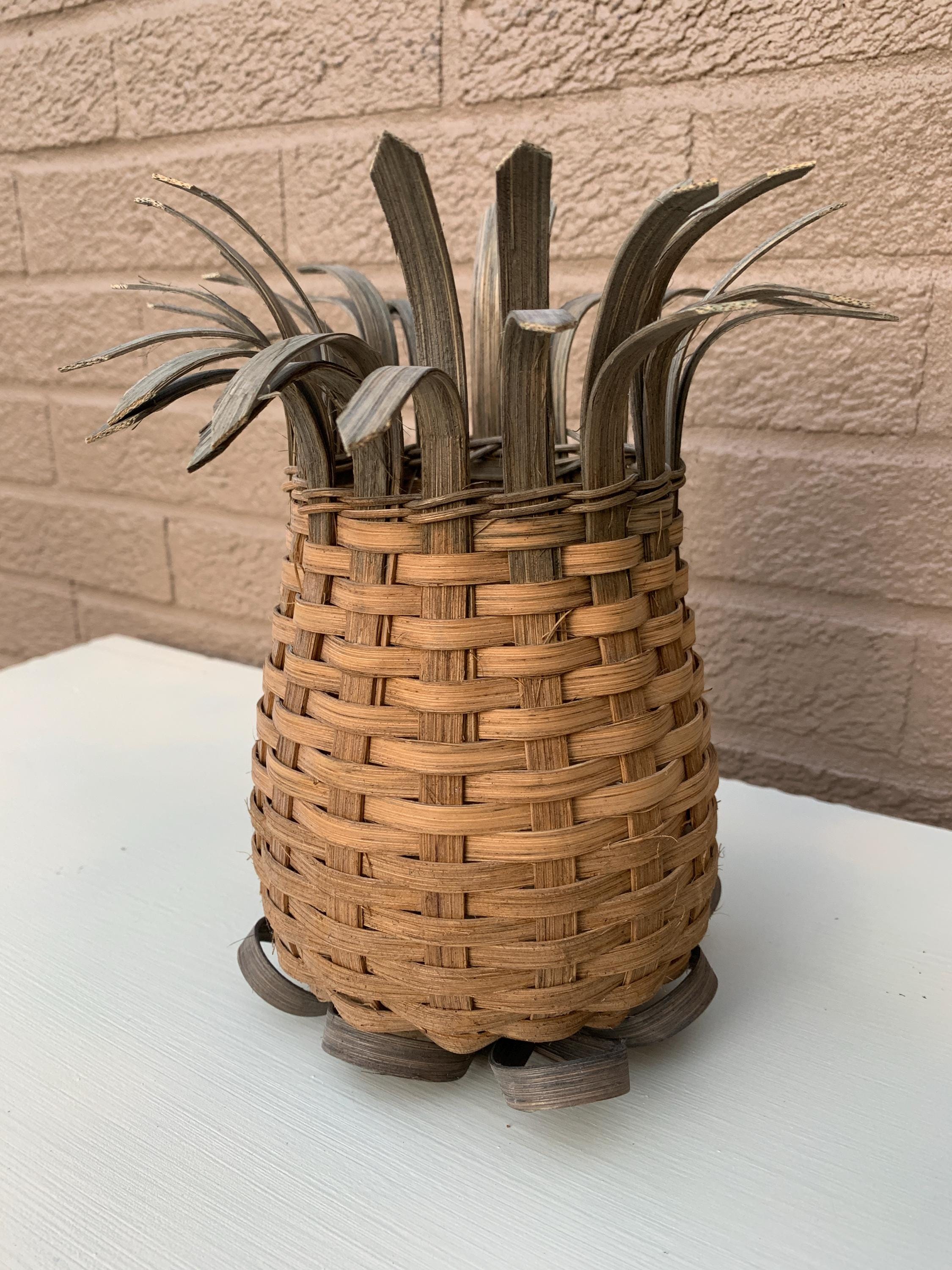 Vintage Pineapple Woven Wicker Vase Basket - Etsy