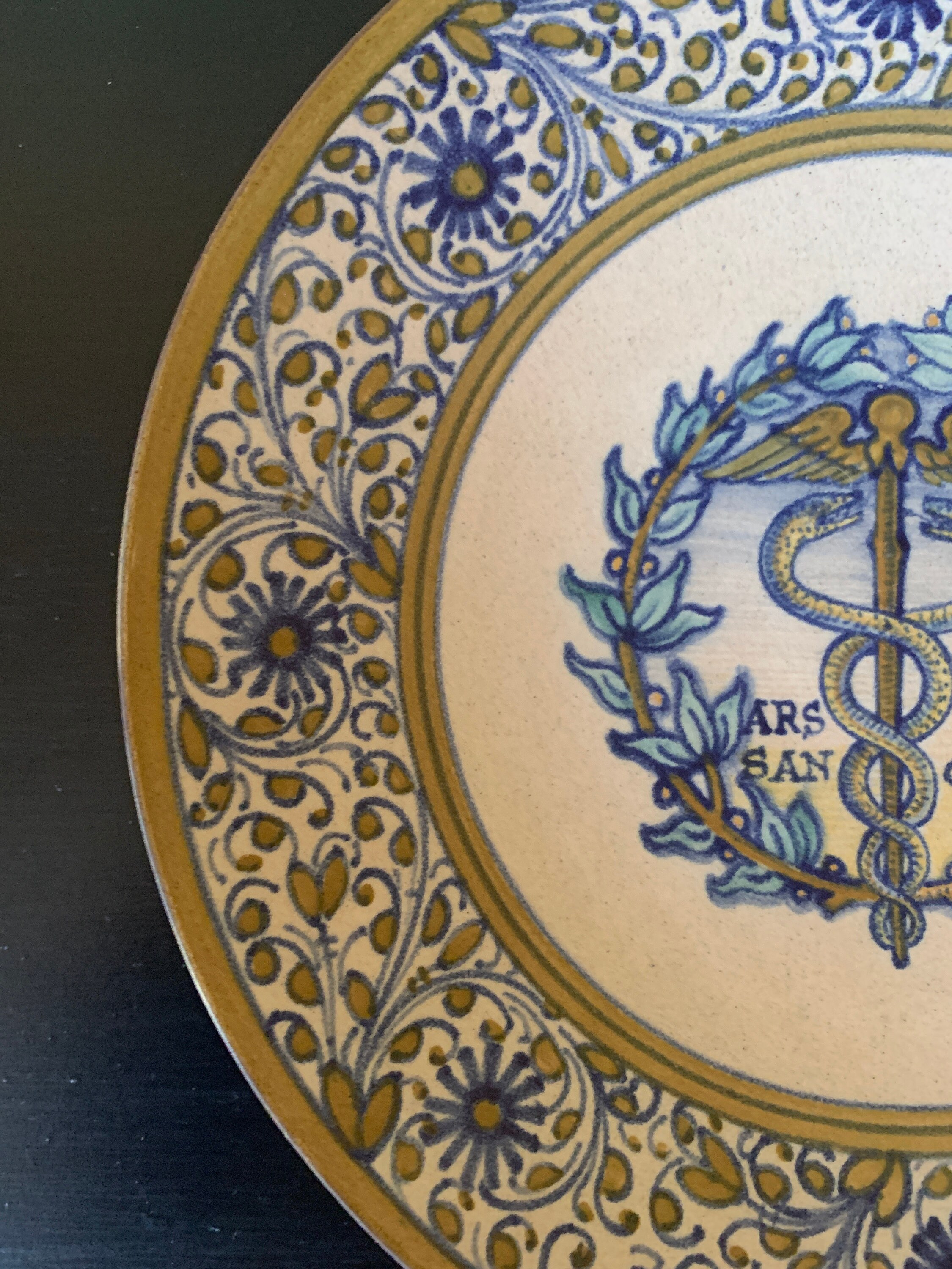 Italian Provincial Deruta Hand Painted Faience Caduceus Pottery Wall ...