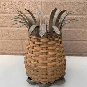 Vintage Pineapple Woven Wicker Vase Basket - Etsy