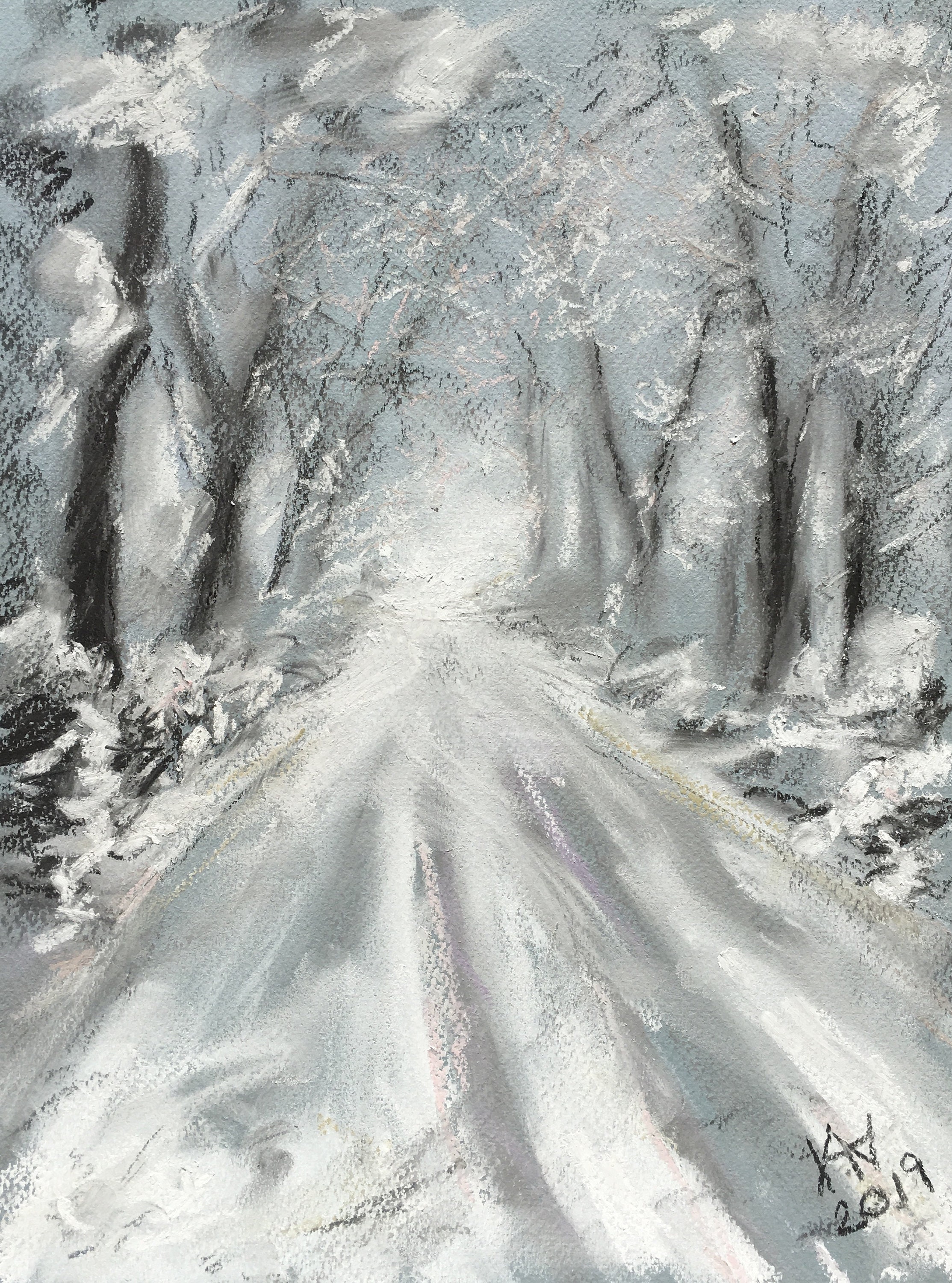 Art & Collectibles Newbury Snow PRINT from an original soft pastel ...