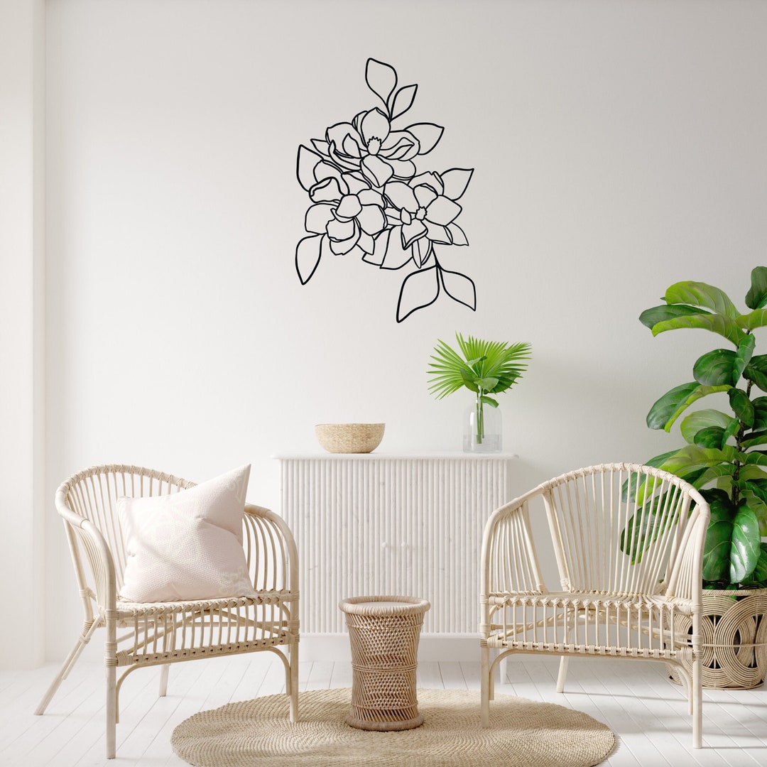 Magnolia Wall Art, Garden Flower Metal Wall Art, Metal Wall Art, Home ...