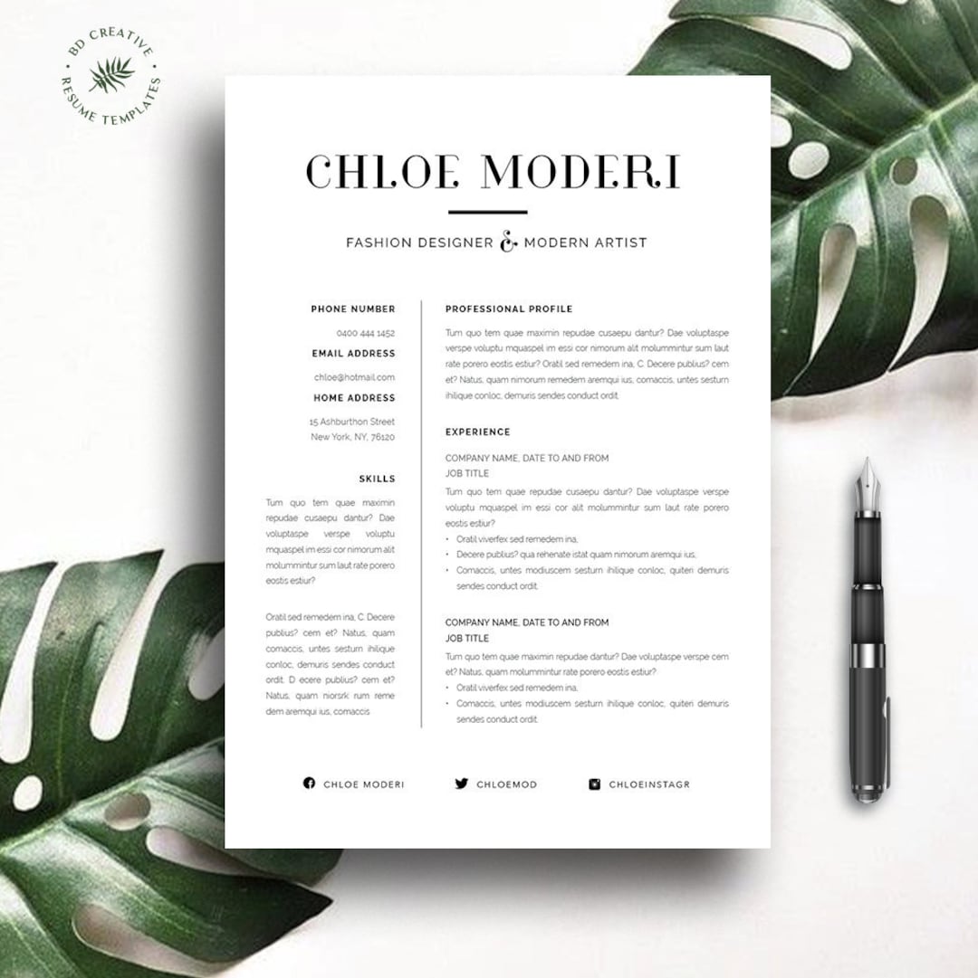 Black & White Resume Template 9 | Modern, Professional, Creative ...