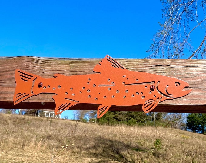 Trout Fish Wall Sign Fishing Decor- Metal Decor Fly Fishing Decor- Yard ...