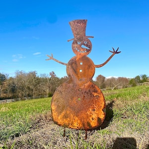 Rustic Vintage Style Metal Snowman Winter Decoration- Yard Art- Gift ...