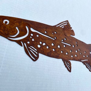 Rustic Trout Fish Wall Sign Fishing Decor- Metal Decor Fly Fishing Yard ...