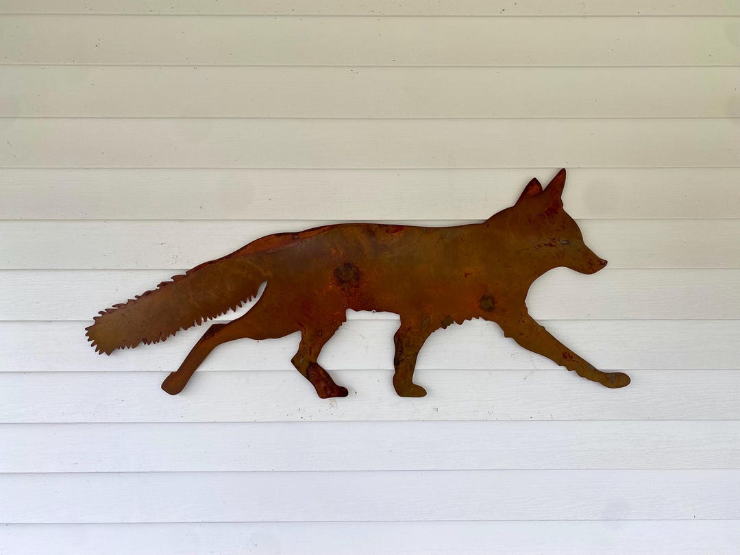 Rustic Metal Fox Wall Hanging Outdoor/ Indoor Decoration- Cabin Decor ...