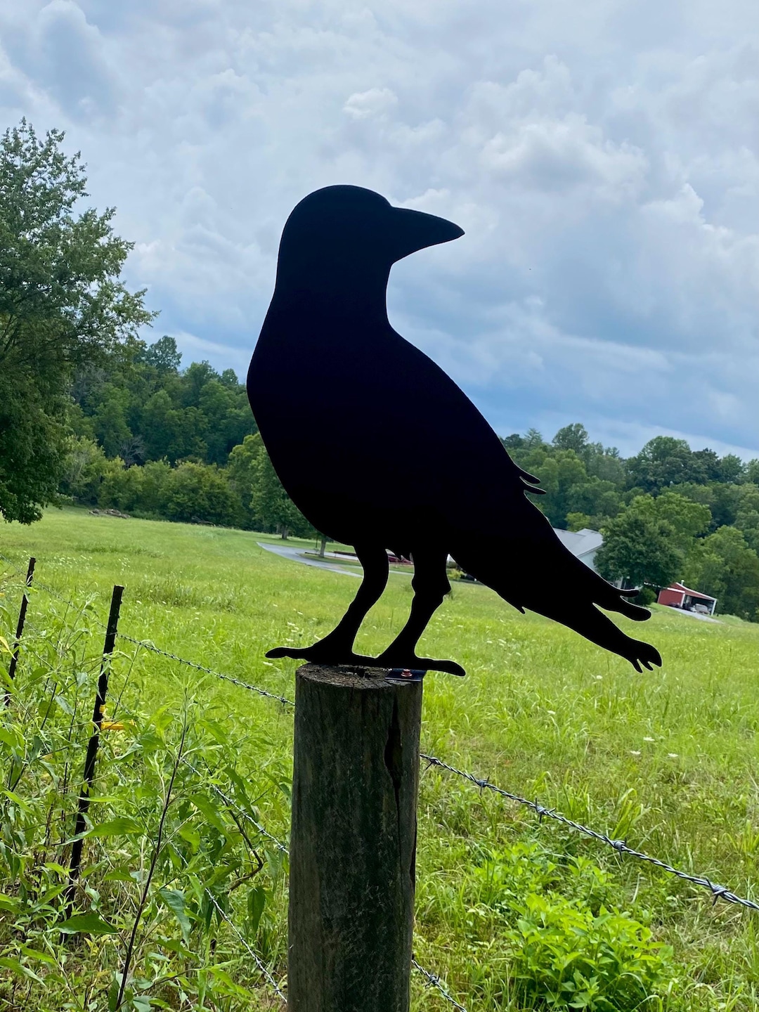 Black Metal Crow Garden Decoration- Fall Halloween Outdoor Decor- Bird ...