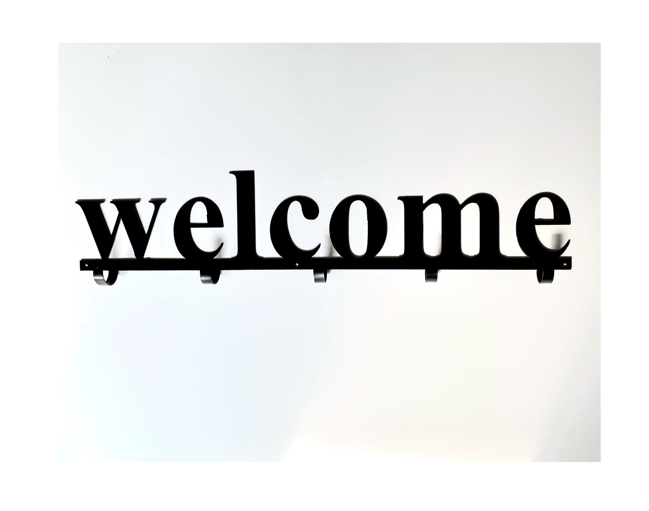 Metal Welcome Sign With Hangers Entryway Coat Hanger-wall - Etsy