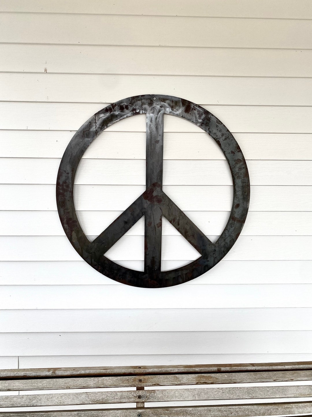 Metal Rustic Peace Sign Wall Decor- Hippie Art- Gift for Her Him ...