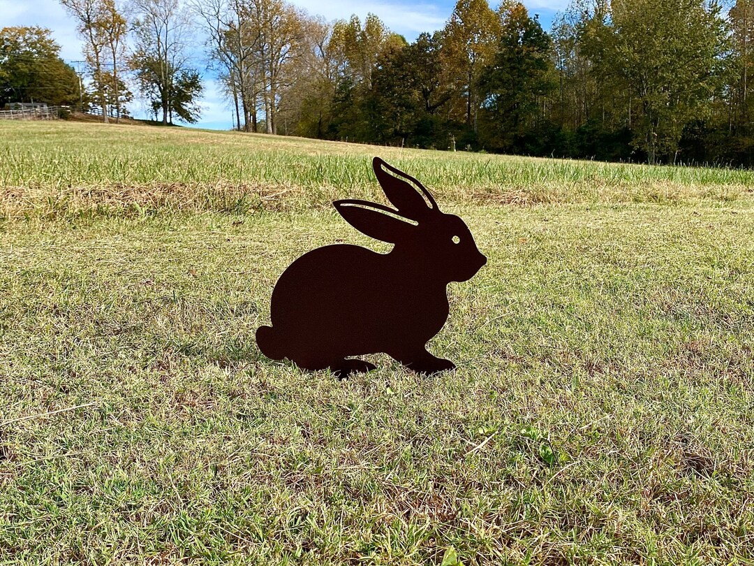 Metal Bunny Yard Art- Garden Art- Easter Decor- Metal Rabbit- Garden ...