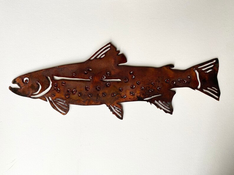 Trout Fish Wall Sign Fishing Decor Metal Decor Fly Fishing - Etsy