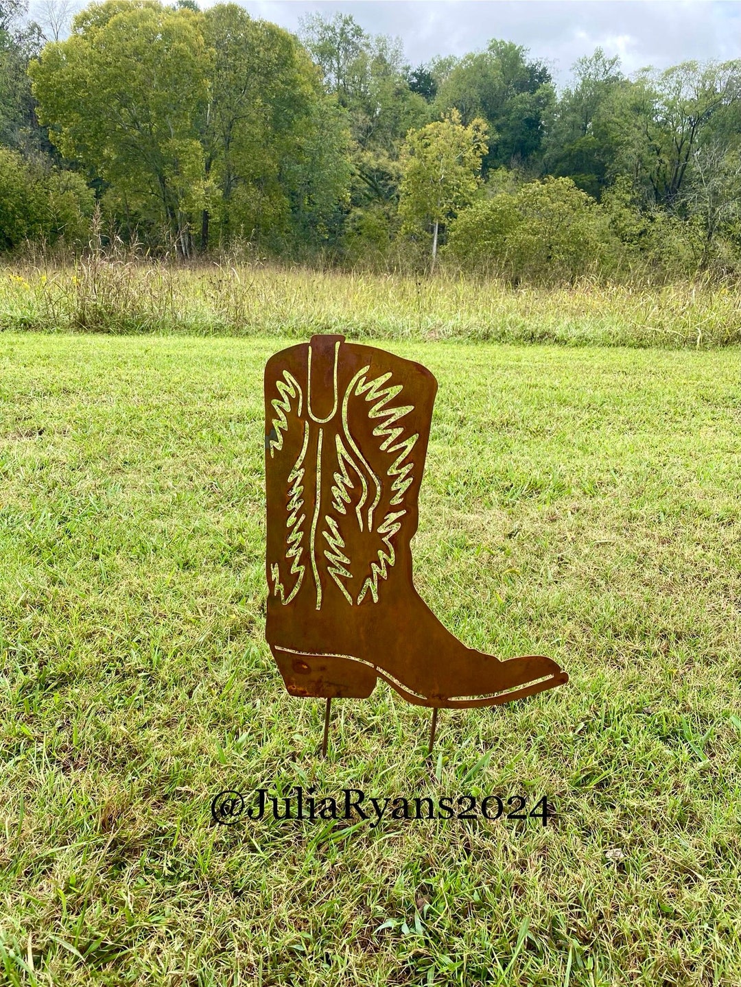 Rustic Metal Cowboy Boot Outdoor Home Decor-metal Yard Art- Western ...