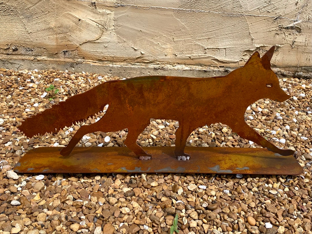 Rustic Metal Small Fox With Stand Indoor/ Outdoor Metal Decoration - Etsy