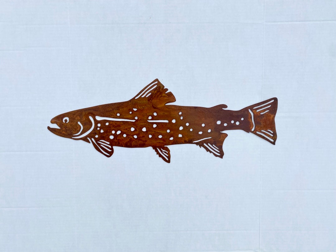 Rustic Trout Fish Wall Sign Fishing Decor Metal Decor Fly Fishing Yard ...