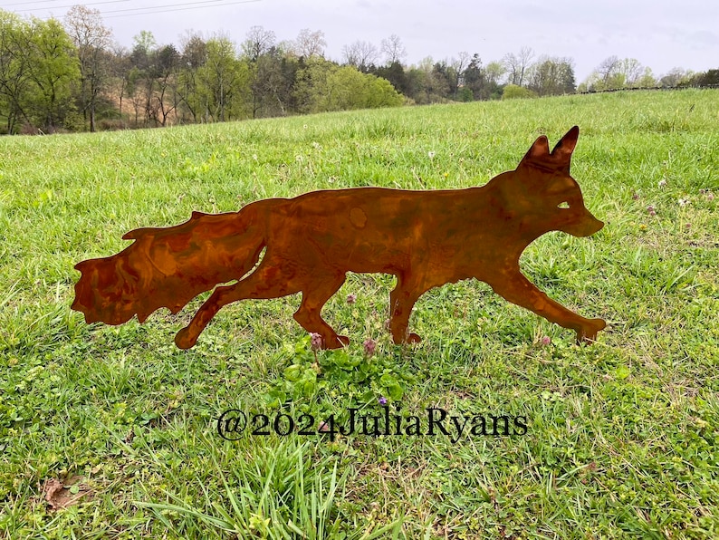 Rustic Fox Metal Yard Art- Unique Garden Decorations- Gift for Wildlife ...