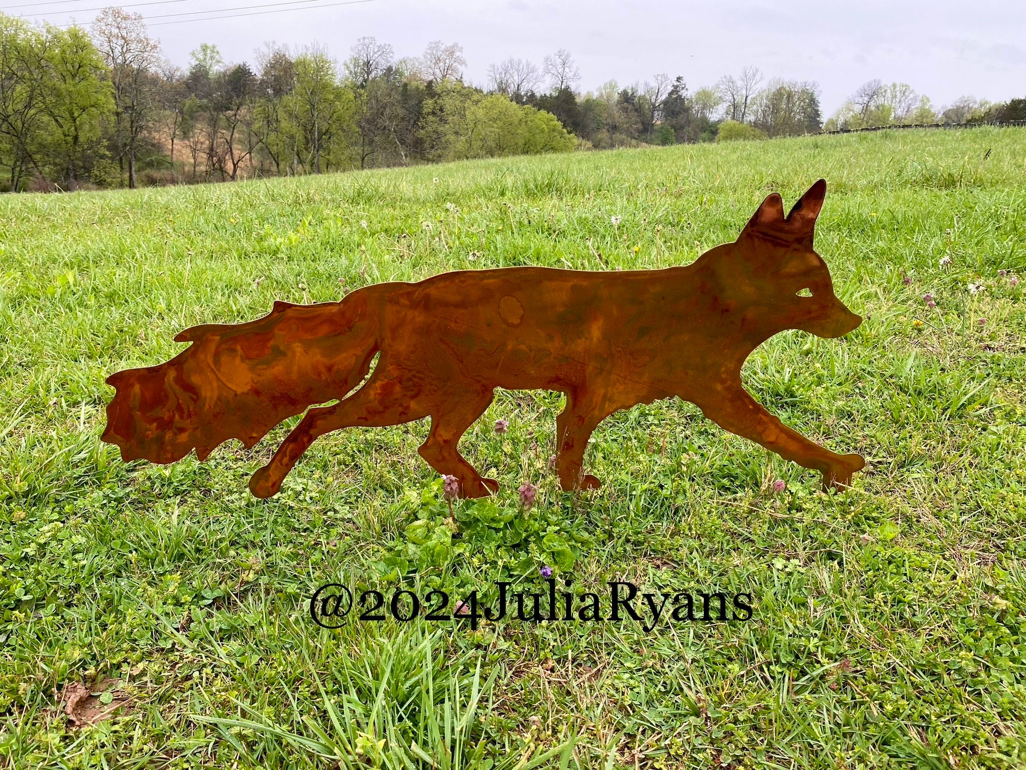 Rustic Fox Metal Yard Art- Unique Garden Decorations- Gift for Wildlife ...