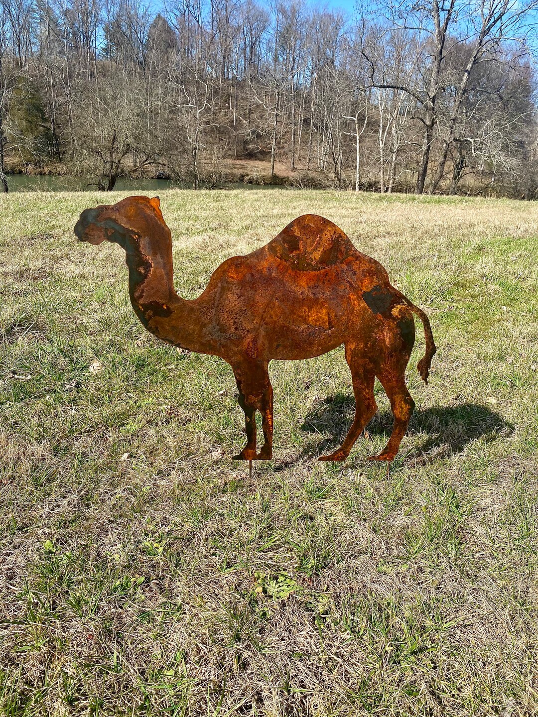 Rustic Metal Camel Garden Decoration Exotic Animal Yard Art Outdoor ...