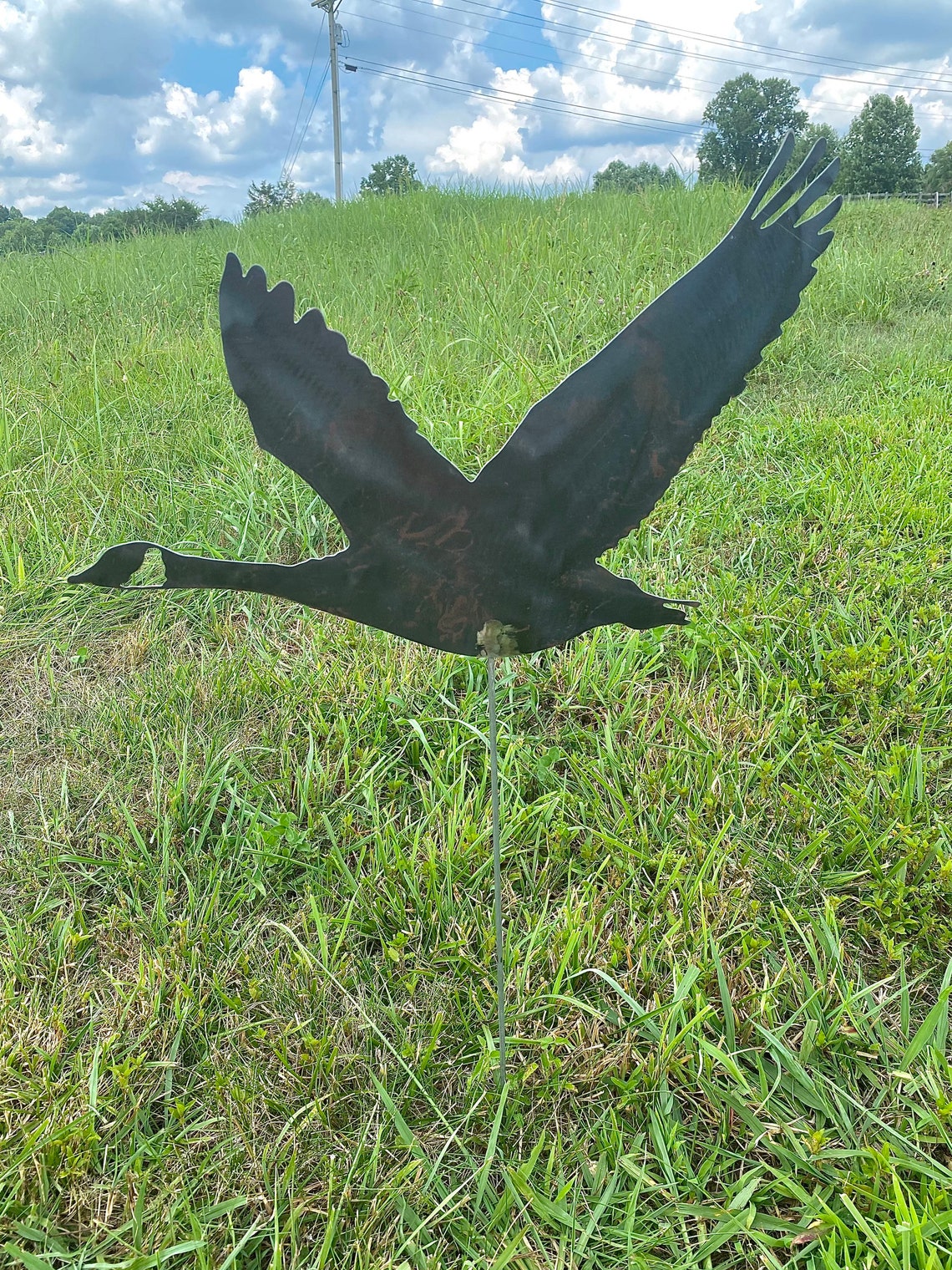 Metal Flying Canadian Goose Yard Art Rustic Metal Decor - Etsy