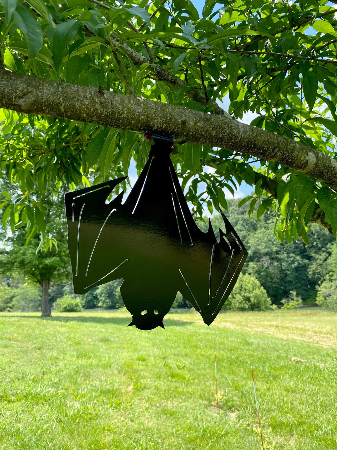 Black Metal Hanging Bat With Brackets- Halloween Decor- Animal Yard Art ...