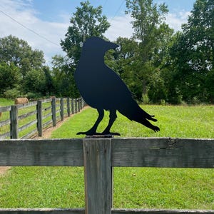 Black Metal Crow Garden Decoration- Fall Halloween Outdoor Decor- Bird ...
