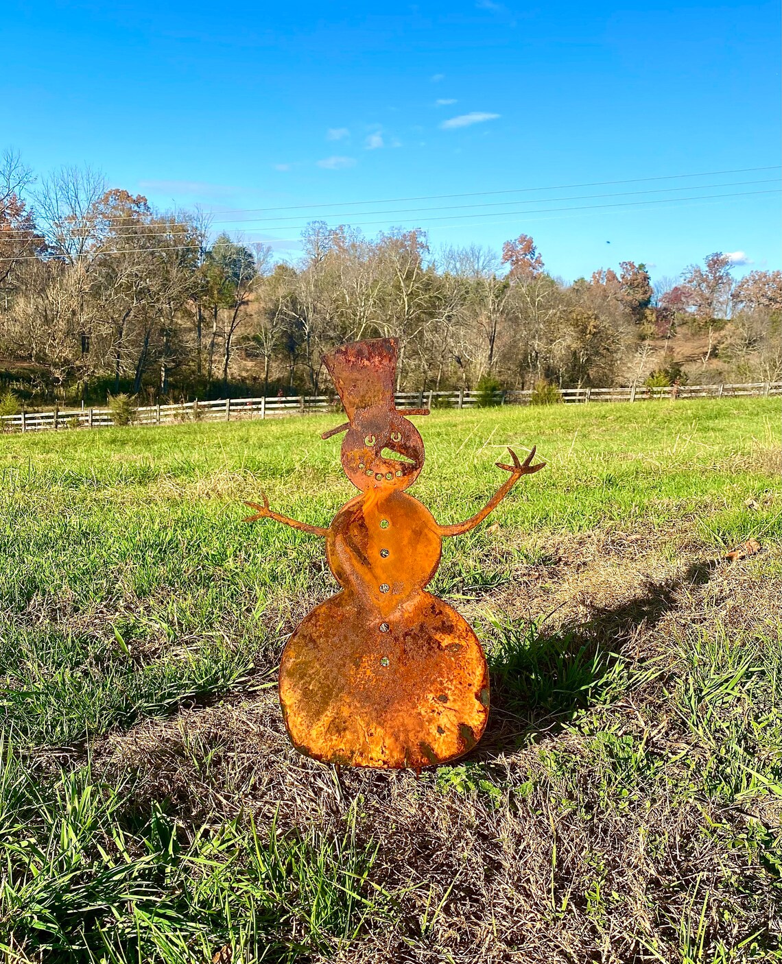 Rustic Vintage Style Metal Snowman Winter Decoration- Yard Art- Gift ...