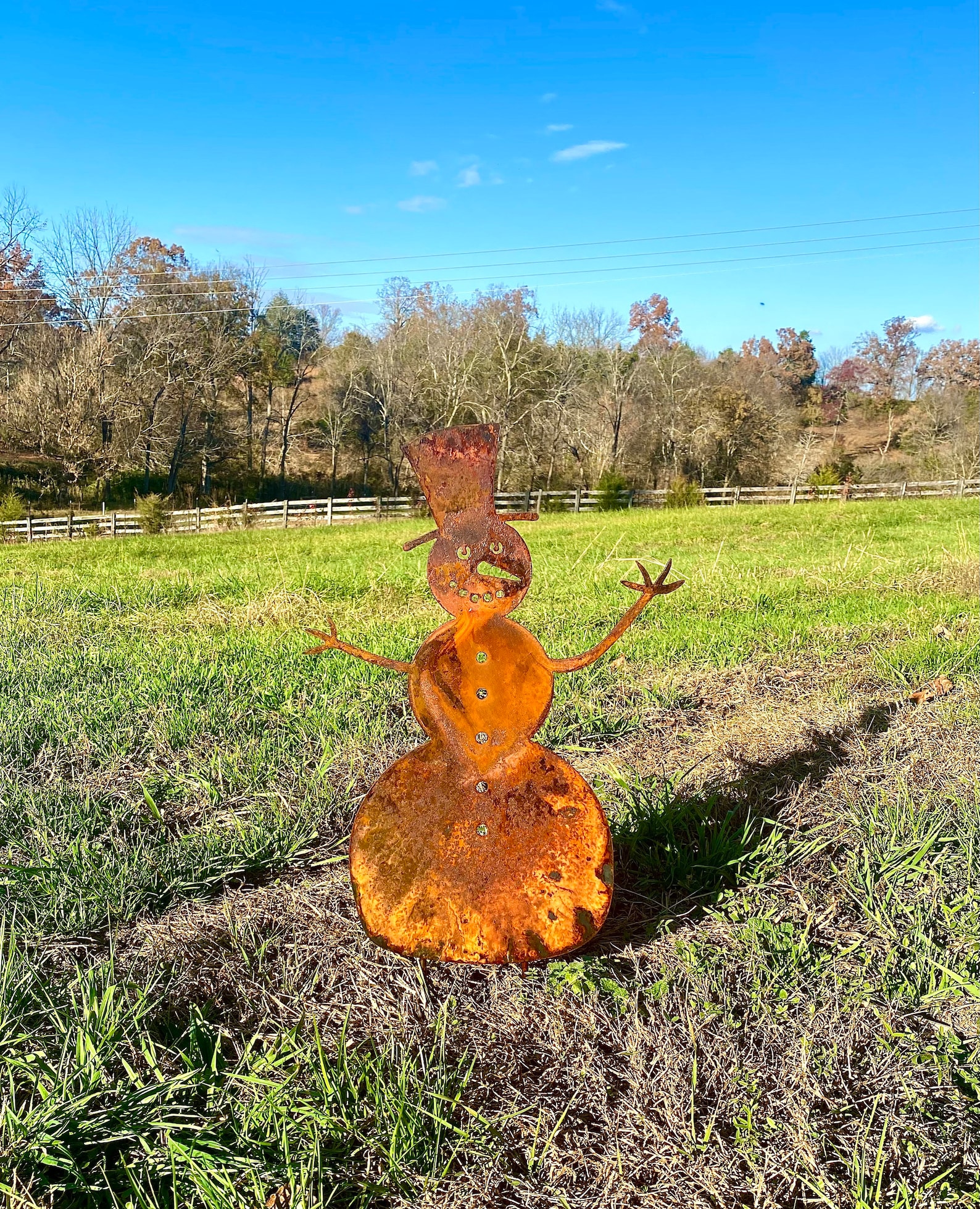 Rustic Vintage Style Metal Snowman Winter Decoration- Yard Art- Gift ...