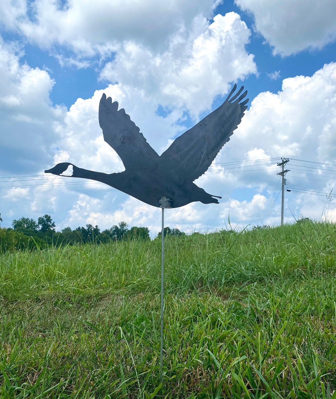 Metal Flying Canadian Goose Yard Art- Rustic Metal Decor- Garden Decor ...