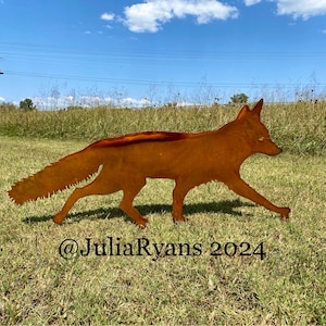 Metal Rustic Fox Landscape Decor- Garden Decoration- Rusted Yard Art ...