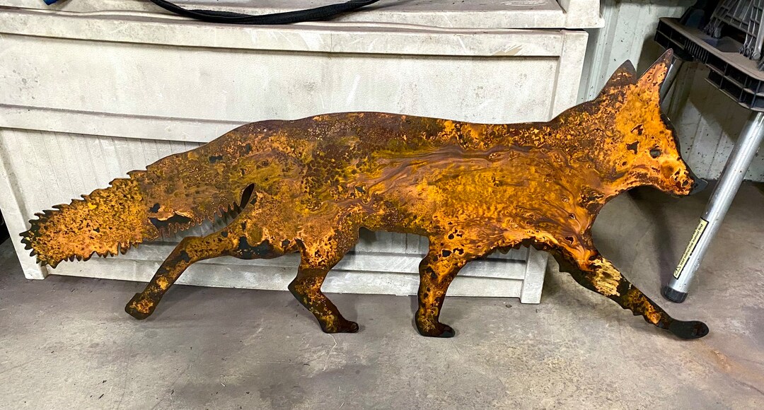 Rustic Metal Fox Wall Hanging Outdoor/ Indoor Decoration Cabin Decor ...