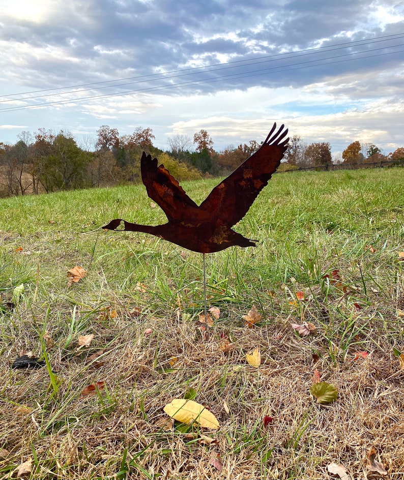 Metal Flying Canadian Goose Yard Art Rustic Metal Decor - Etsy