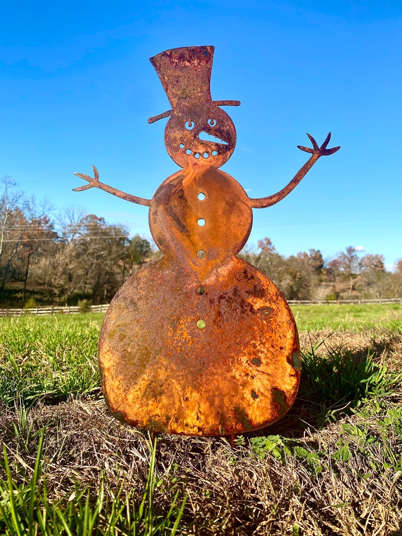 Rustic Vintage Style Metal Snowman Winter Decoration Yard - Etsy