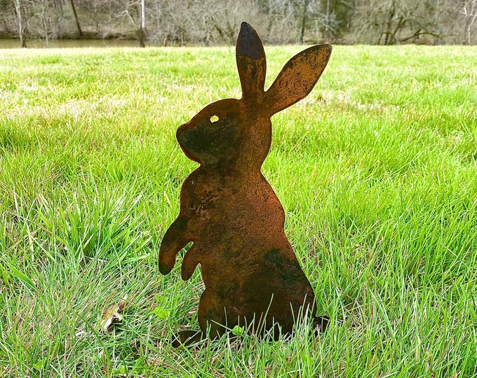 Cute Distressed Metal Rabbit Statue Figurine Folk Art - Etsy