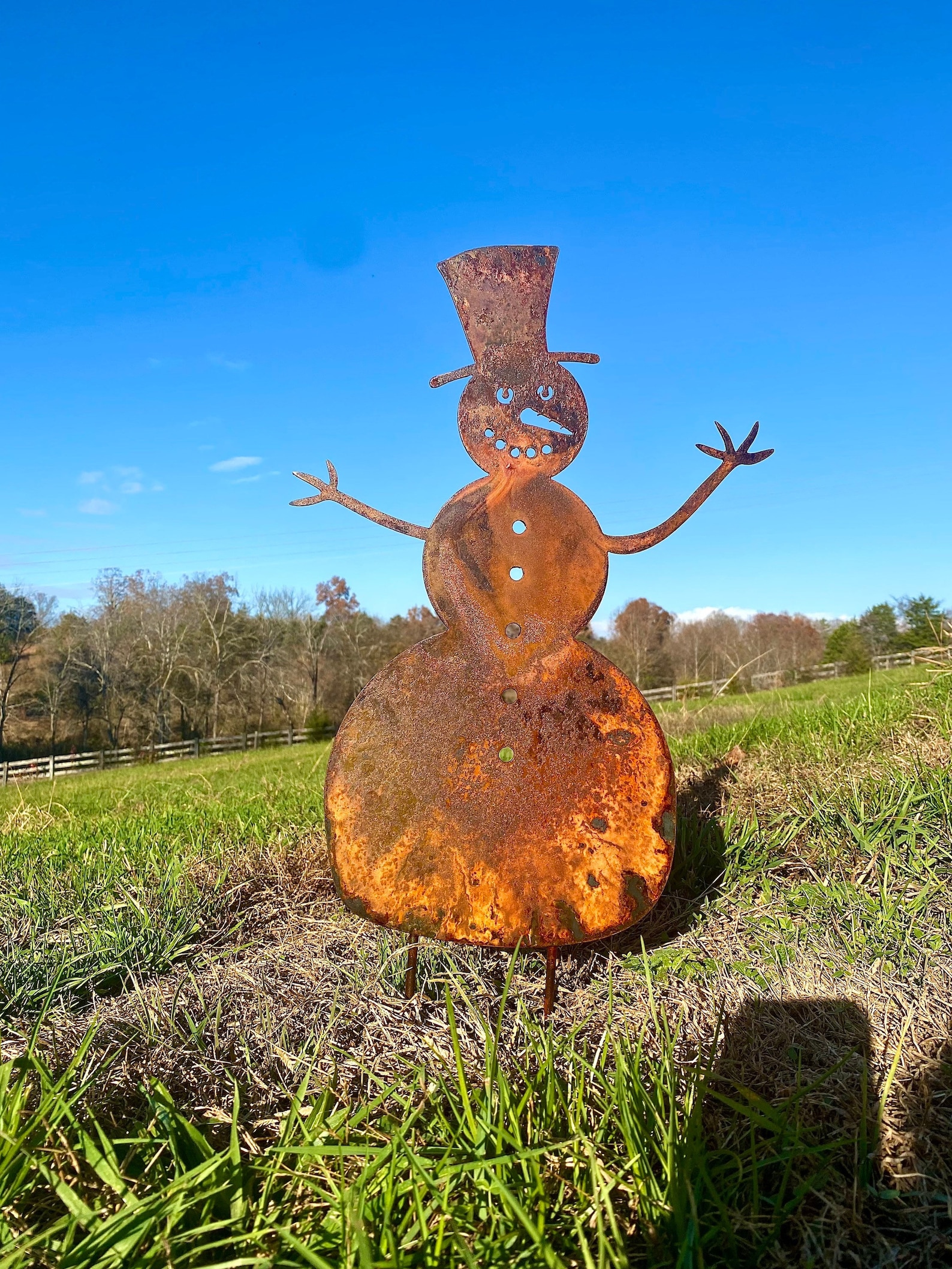 Rustic Vintage Style Metal Snowman Winter Decoration- Yard Art- Gift ...