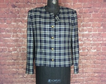 Jaeger 80's Cropped Blazer Lined Made in Great Britain - Etsy