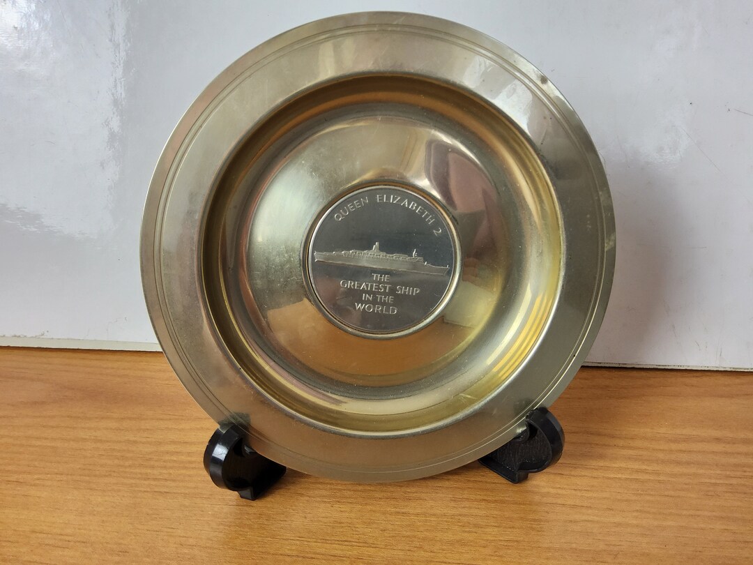 Queen Elizabeth II, Greatest Ship in the World Silver Plated Dish. - Etsy