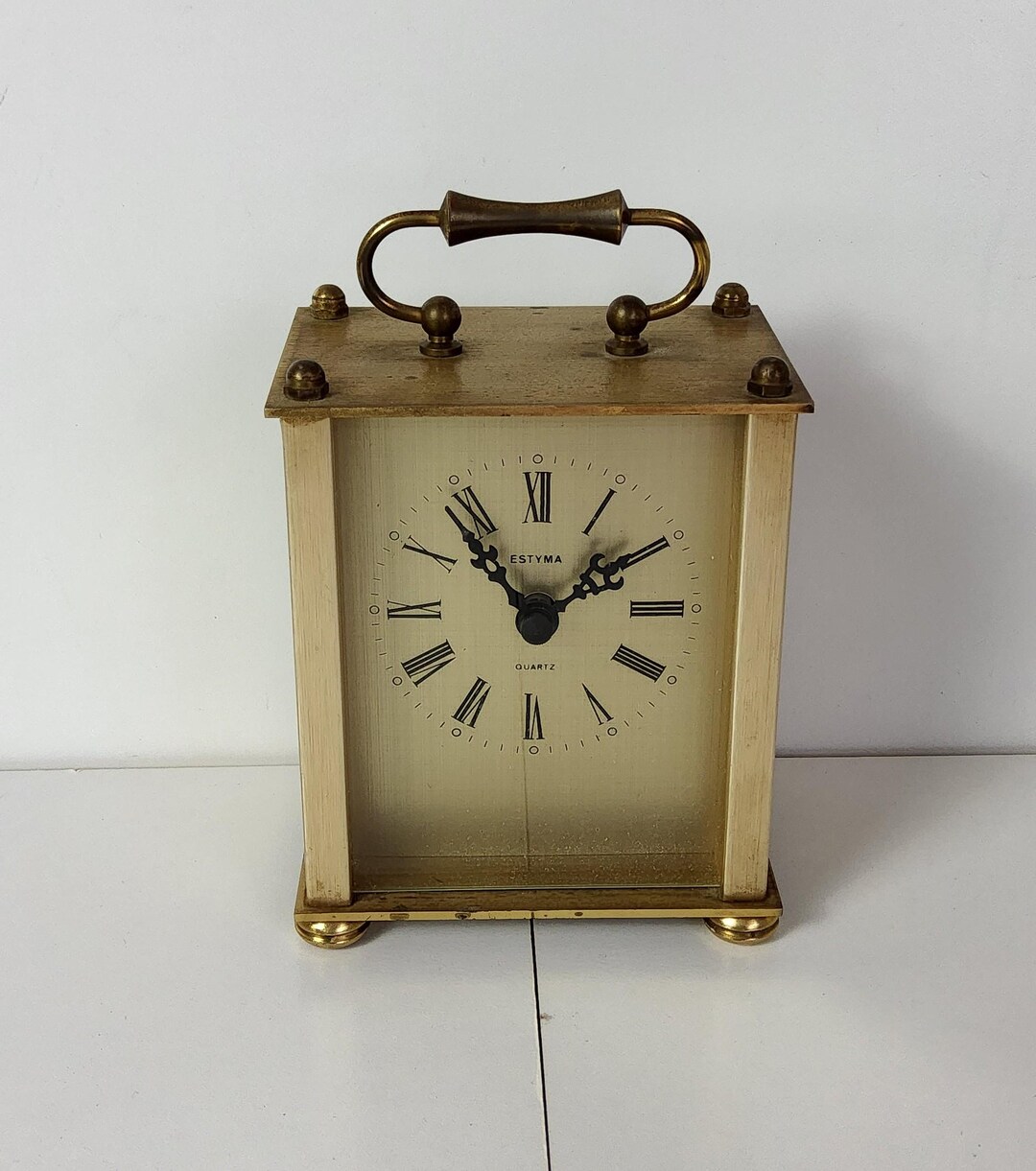 1960s Estyma Solid Brass Quartz Carriage Clock, Mantlepiece Clock ...