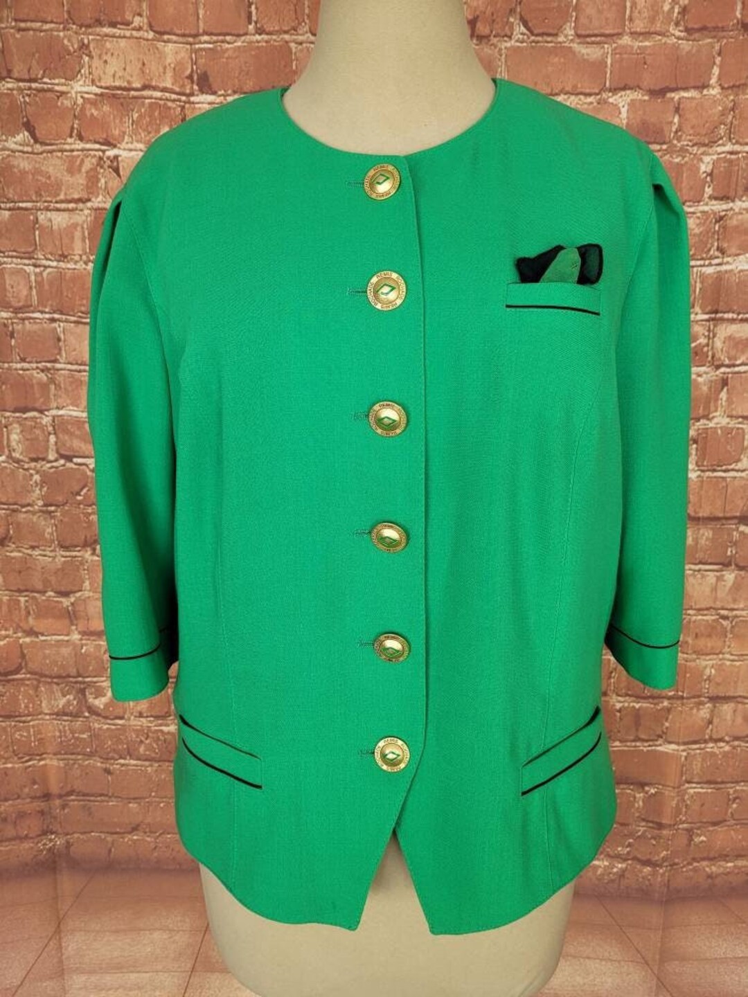 Horst Basler Trevira Vintage Green Short Sleeve Jacket UK Size 14 ...