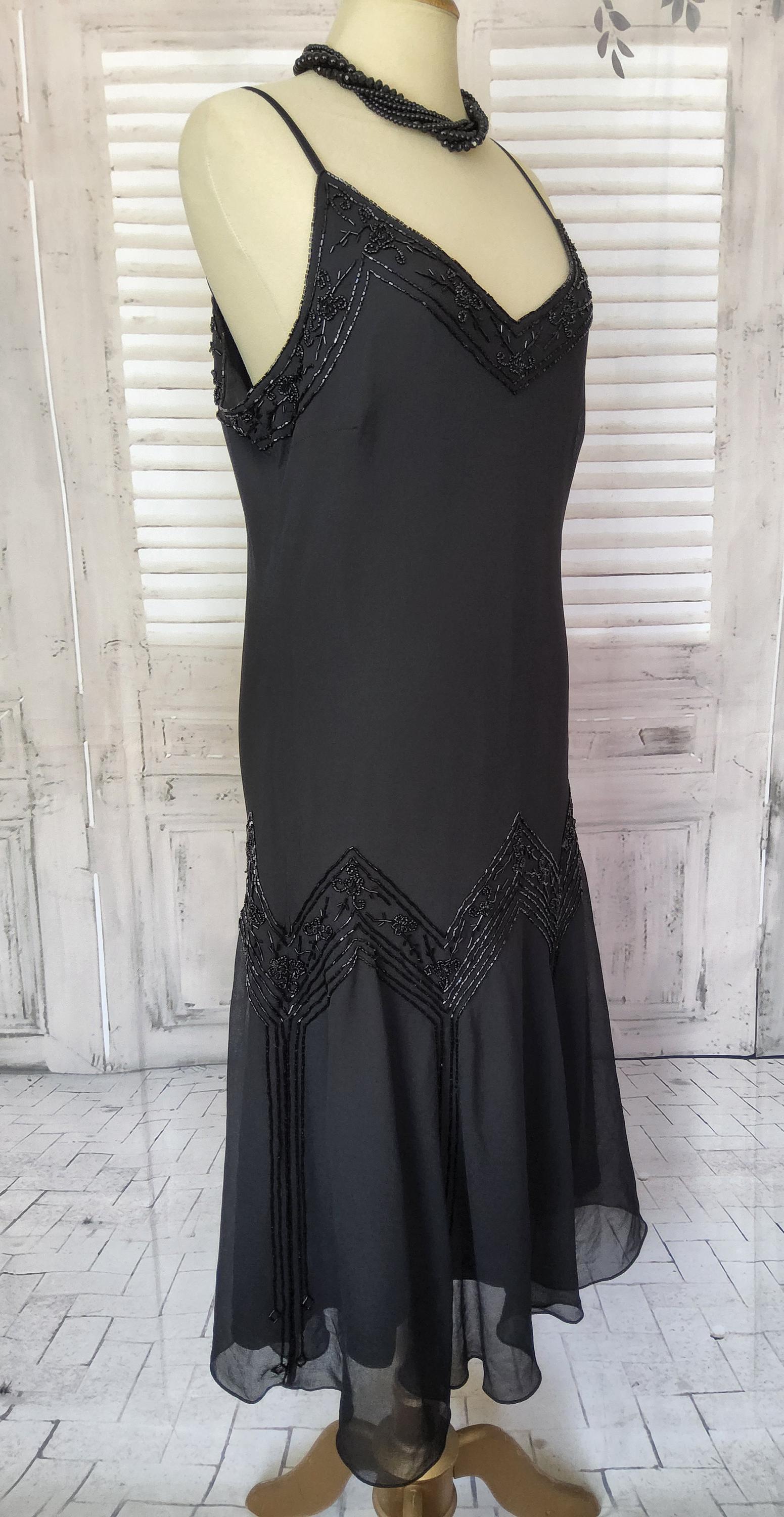1980s JMD New York Black Beaded Flapper Dress. UK Size 14. - Etsy