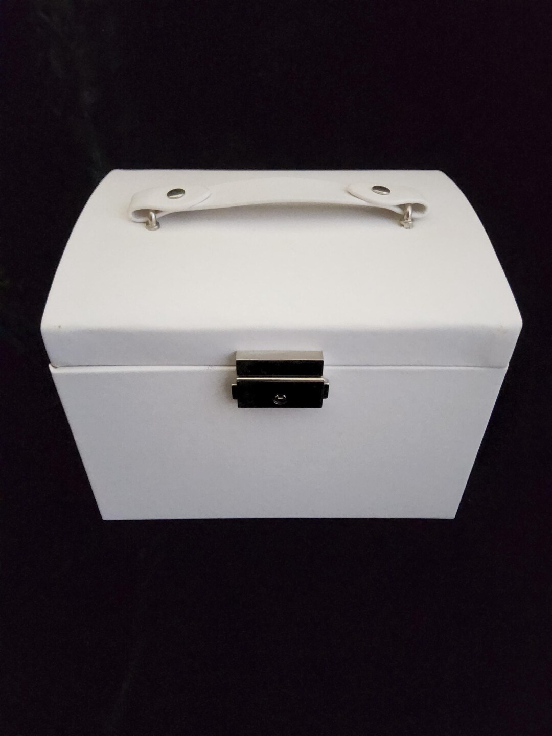 Vintage White Leather Jewellery Box Travel Case With Key. - Etsy