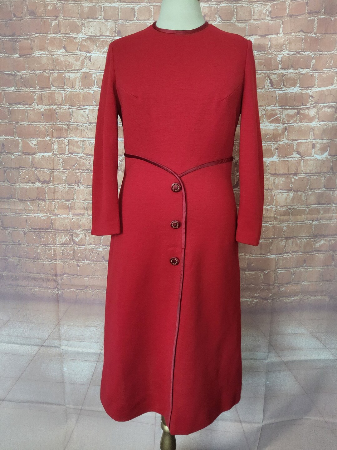 Rare 1960/70s Mary Hames Pure New Wool Red Dress. Label Says Size 14 ...