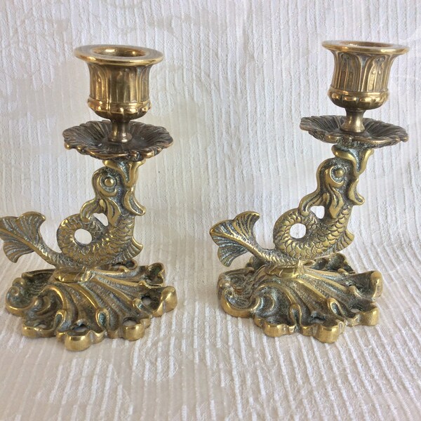 Brass Koi Fish Candlesticks - Etsy