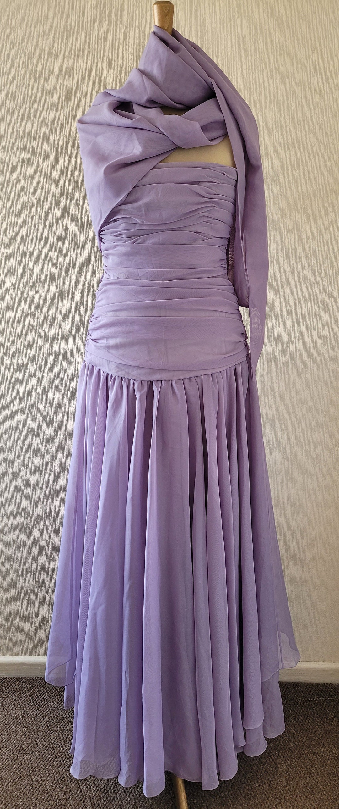 Stunning Vintage 70s/80s Frank Usher London Purple Ball Gown With Scarf ...